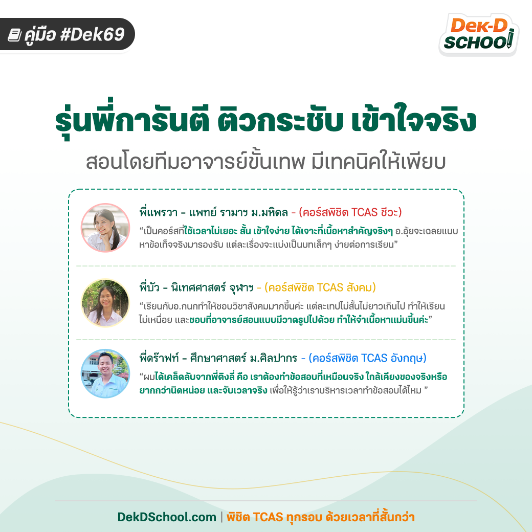 คู่มือ Dek69 เตรียมตัว 1 ปี ก่อนลงสนาม TCAS69 พิชิตคณะในฝัน